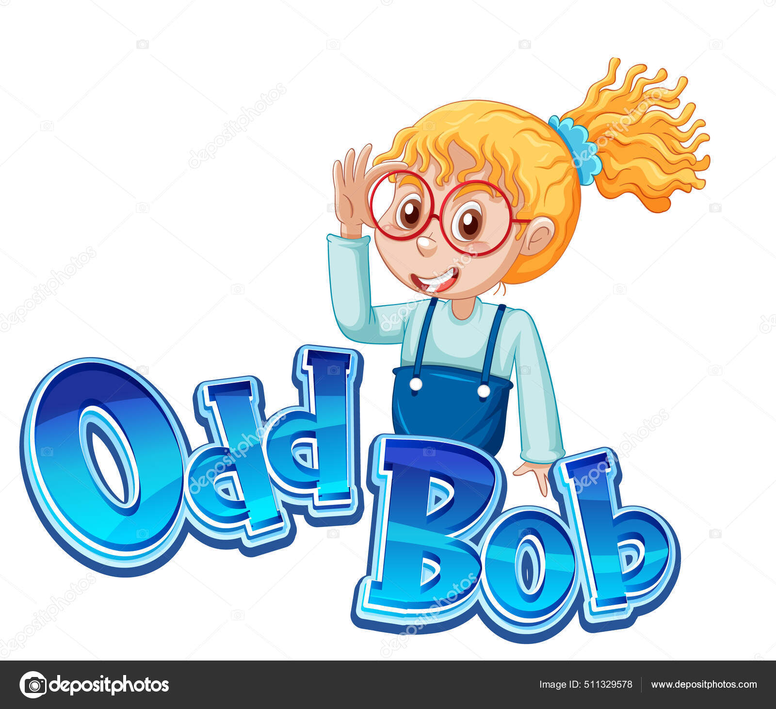 Odd Bob Logo Text Design Nerdy Girl Illustration Stock Vector Image by ...