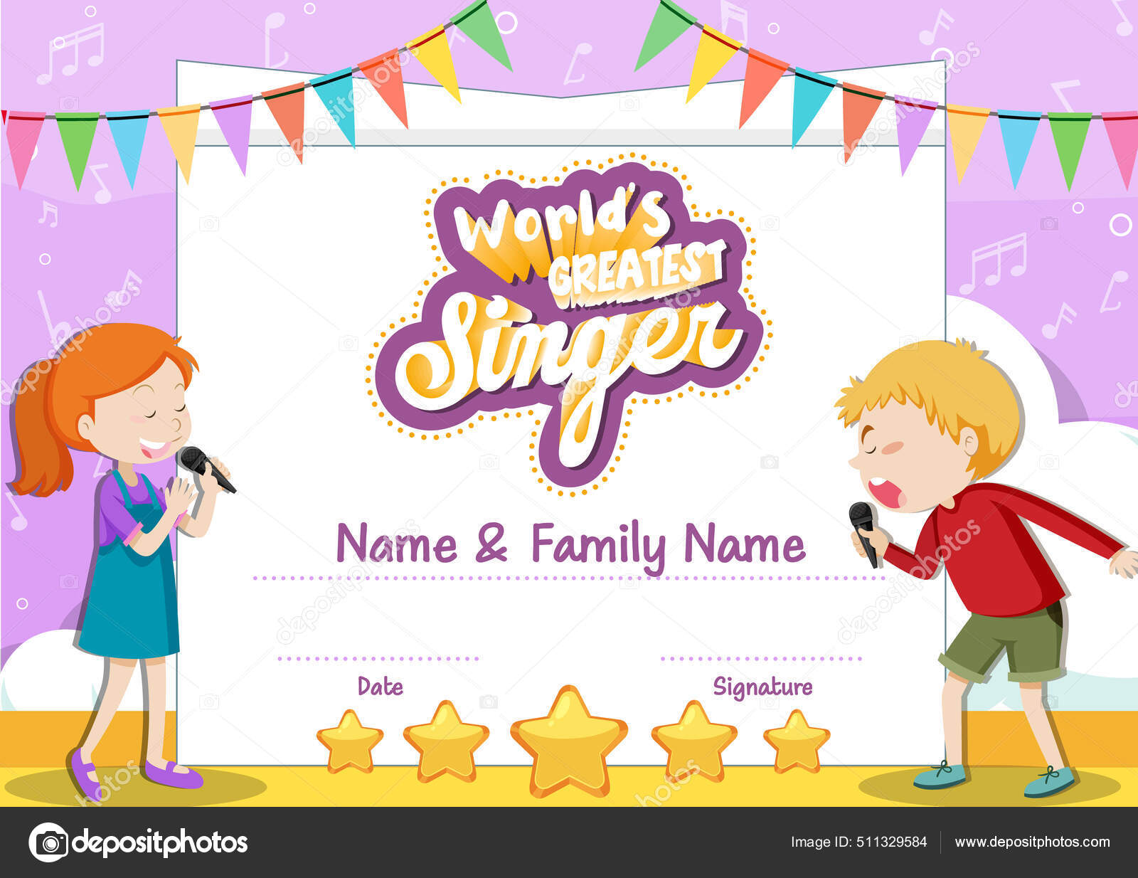 World Greatest Singer Certificate Template Illustration Stock Vector by ...