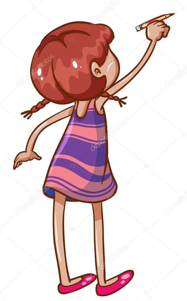 A simple sketch of a young girl writing Stock Vector Image by ...