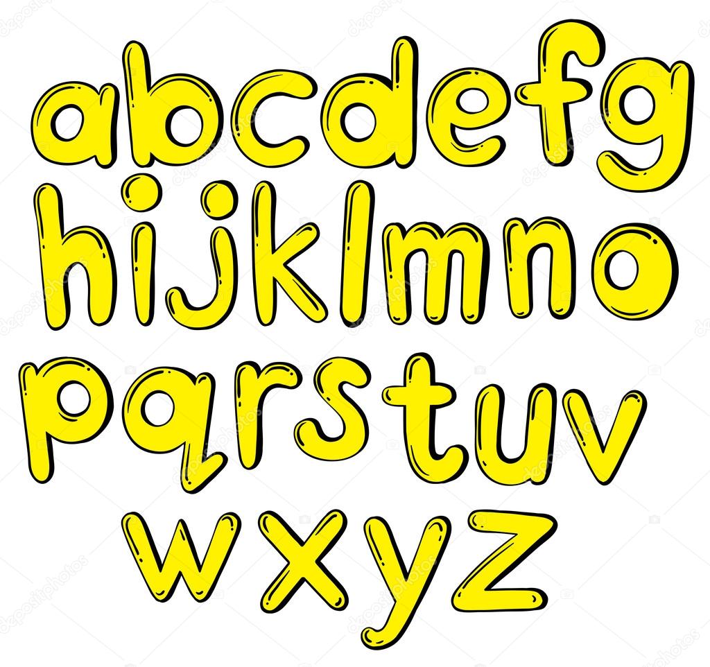 Letras del abecedario en colores amarillos — Vector stock ...