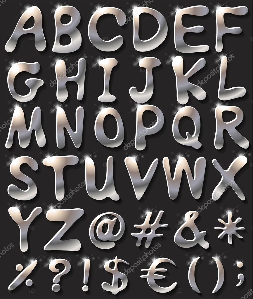 Letras plateadas vector, gráfico vectorial © blueringmedia imagen #68678911