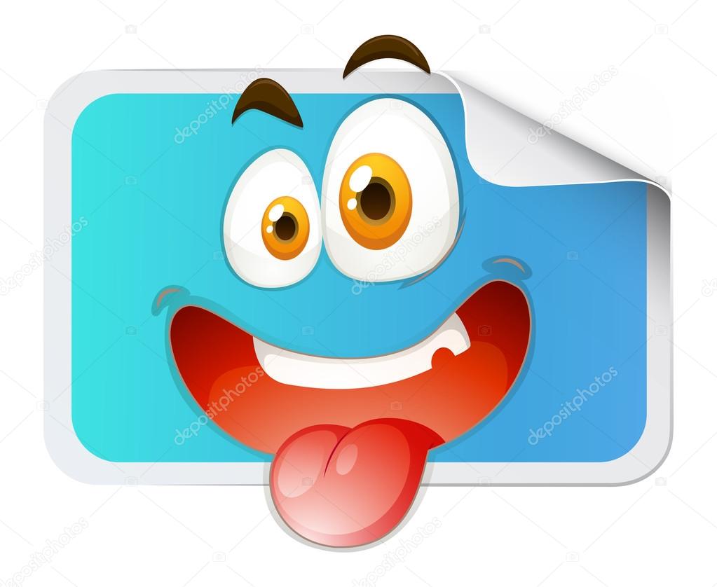 Pegatina cuadrada con cara feliz Vector de stock por ©blueringmedia ...
