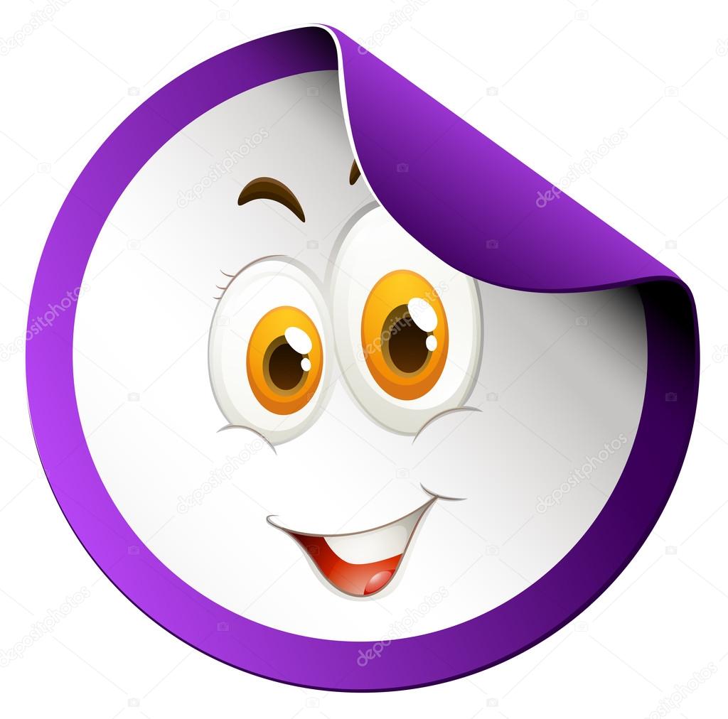 Happy face round sticker Stock Illustration by ©blueringmedia #81215408
