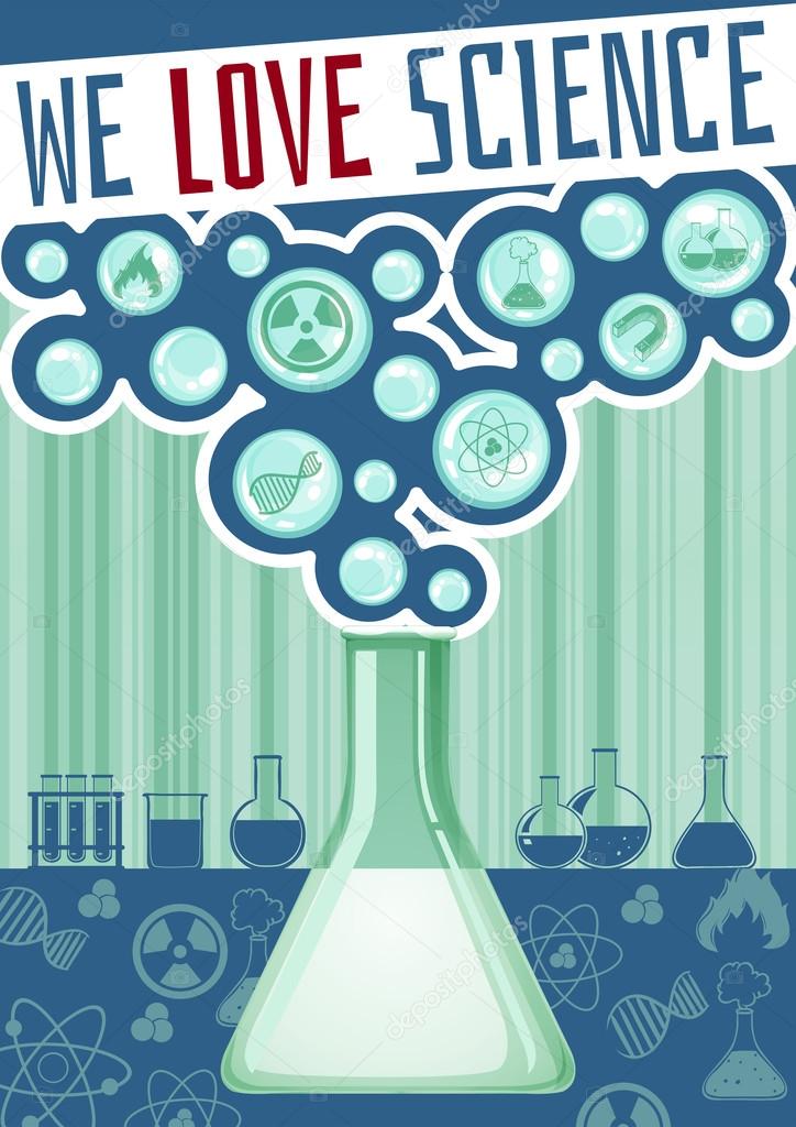 Cartel científico con equipo de laboratorio 2024 Cartel científico con equipo de laboratorio 2024