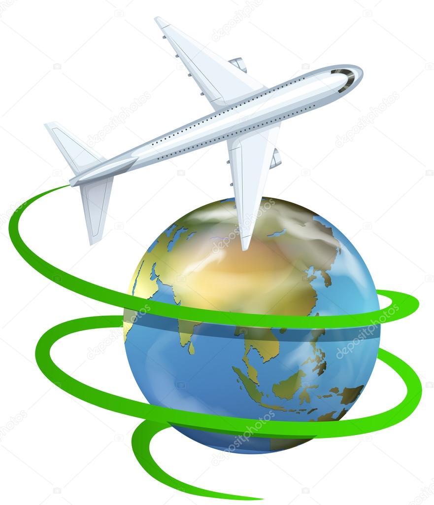 Airplane flying around the earth Stock Vector Image by ©blueringmedia ...