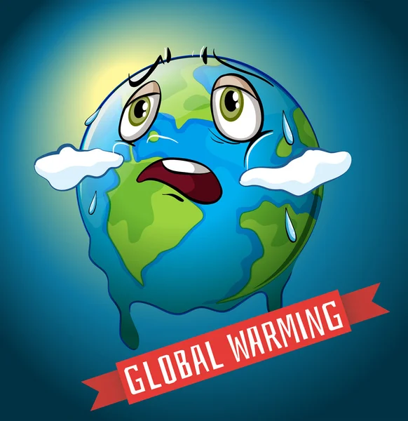Globale opwarming van de aarde poster met aarde smelten — Stockvector ...