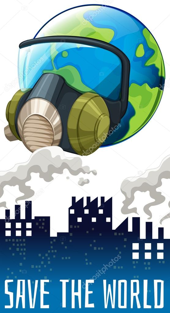 Save the world sign with earth wearing mask Stock Vector Image by ...