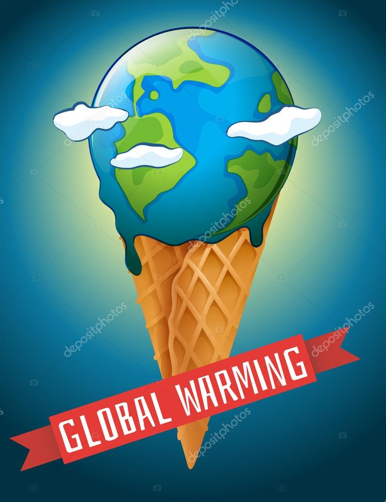 Globale opwarming van de aarde poster met aarde smelten ...
