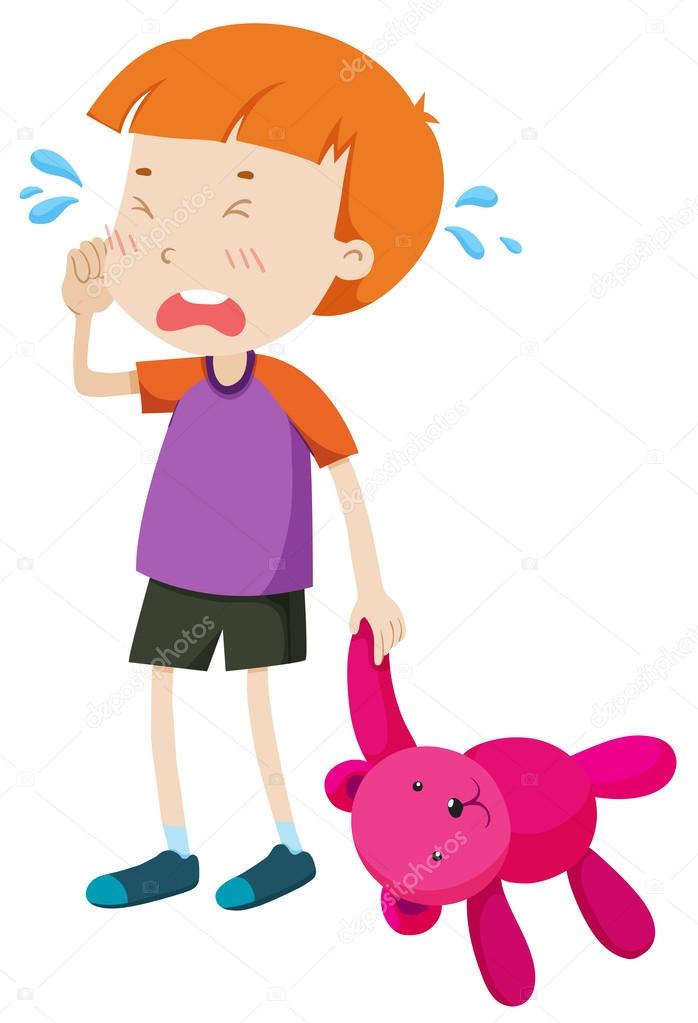 Little boy with a toy crying Stock Vector by ©blueringmedia 88279612