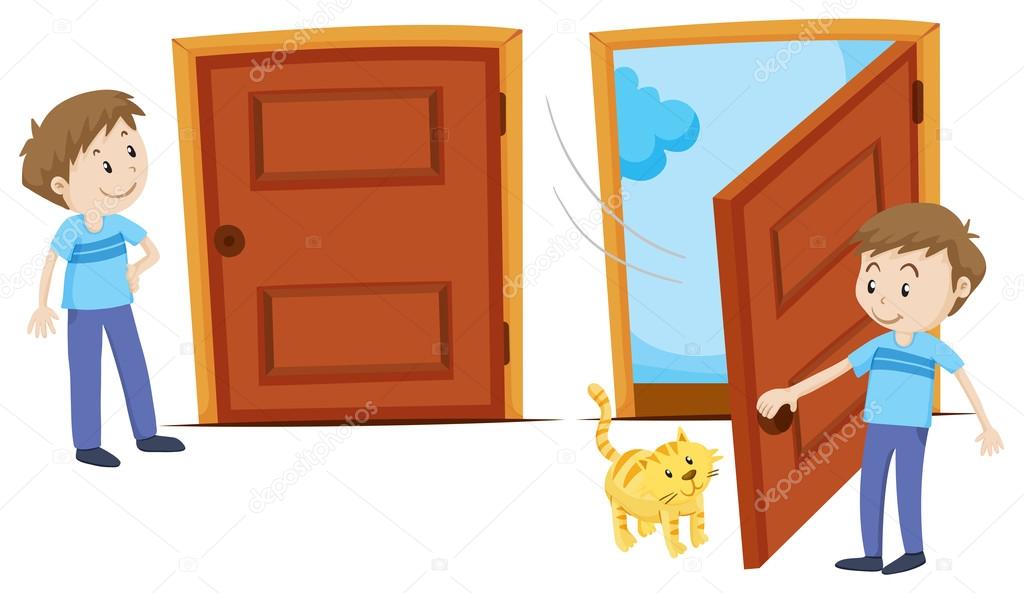 닫힌 문과 열린 문 — 스톡 벡터 © blueringmedia #92421434