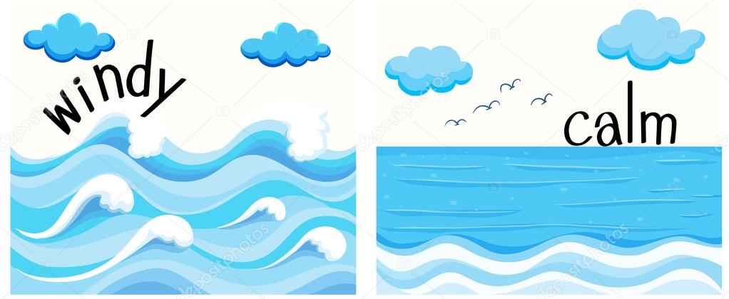 Opposite adjectives with windy and calm — Stock Vector © blueringmedia ...