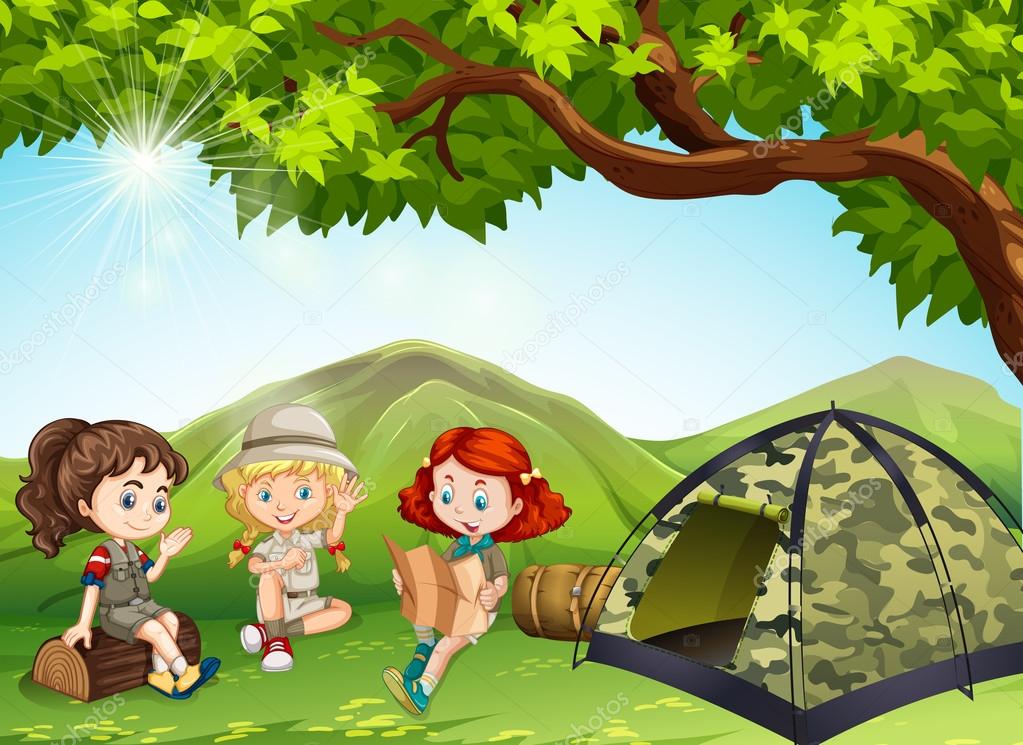 Girl Camping Clip Art