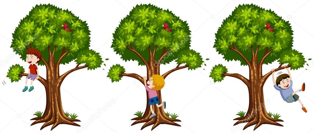 Boys climbing up the tree Stock Vector Image by ©blueringmedia #98700226