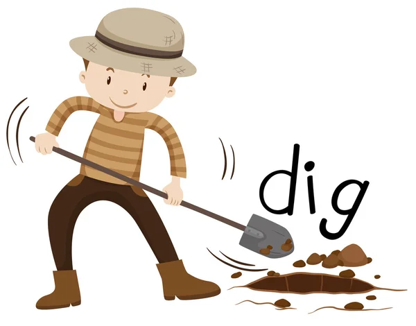 Cartoon Man Digging a Hole — Stock Vector © ronleishman #13980132