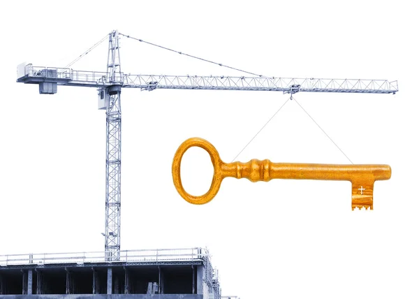 Construction crane with golden key — Stock Photo © vladvitek #65960507