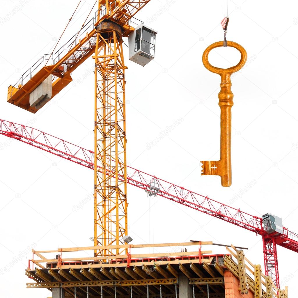 Construction crane with golden key — Stock Photo © vladvitek #65960507