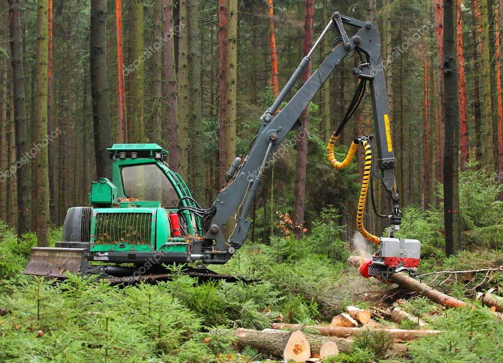 The harvester working in a forest ⬇ Stock Photo, Image by © vladvitek ...