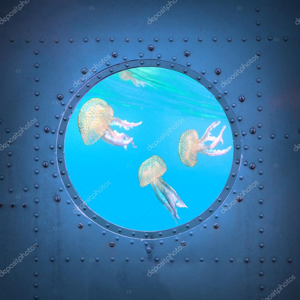 Submarine window with view to sea. — Stock Photo © vladvitek #66006779