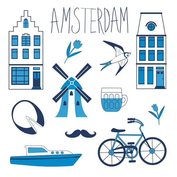 Colorful Amsterdam related icons set — Stock Vector © Japanez #78967064