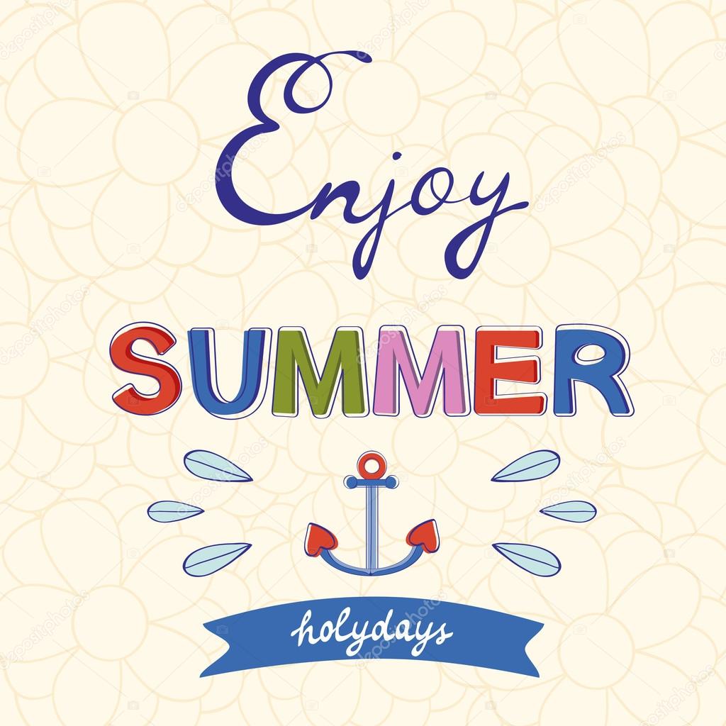 Enjoy summer vector typography on floral background Stock Vector by ...