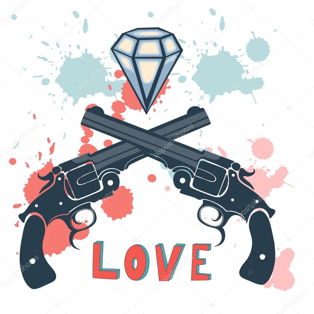 Classic revolvers and diamonds emblem Stock Vector by ©Japanez 81880736