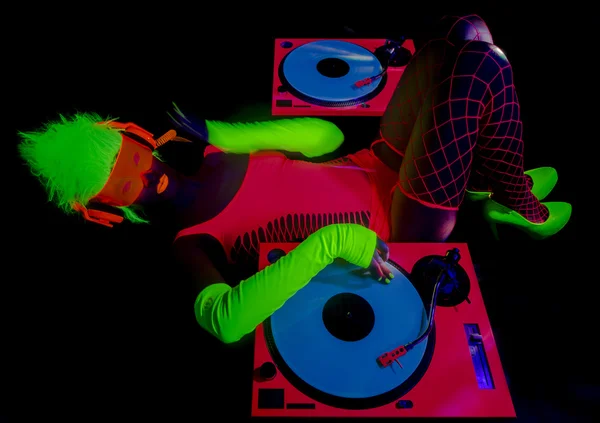 Sexy neon uv glow DJ — Stock Photo © dubassy #108767376