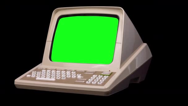 Vintage computer with green screen — Stock Video © dubassy #493030620