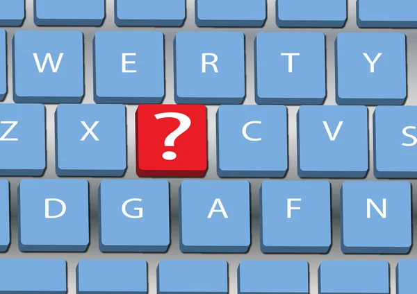 Question mark key on keyboard of laptop computer. — Stock Photo ...