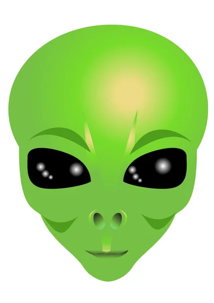 Green alien face with large black eyes. Martian portrait isolated in ...