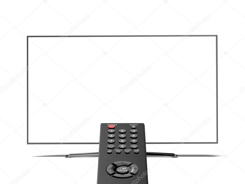 Remote control and the blank TV screen Stock Photo by ©ekostsov 55537755