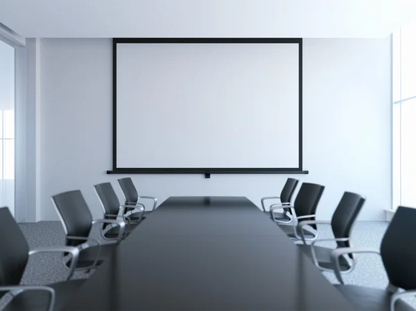 Empty meeting room with white screen - Stock Image - Everypixel