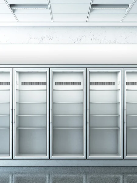 store with an empty fridge - Stock Image - Everypixel