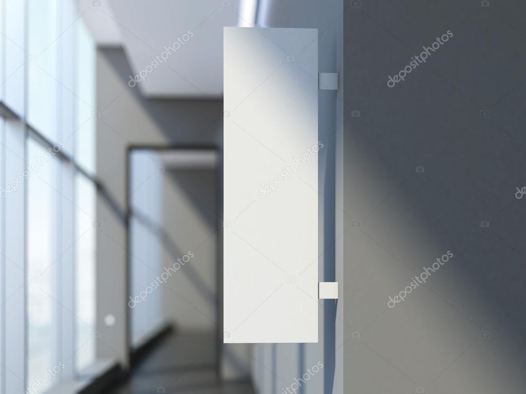 White vertical signboard in the office interior. 3d rendering — Stock ...