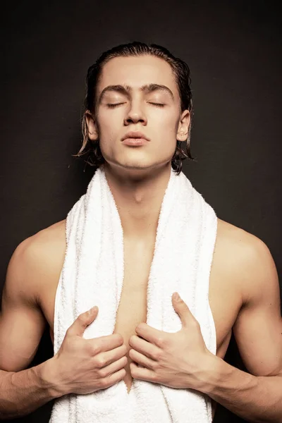 Strong Stripped Muscle Male Model White Underwear Black Isolated Font ...