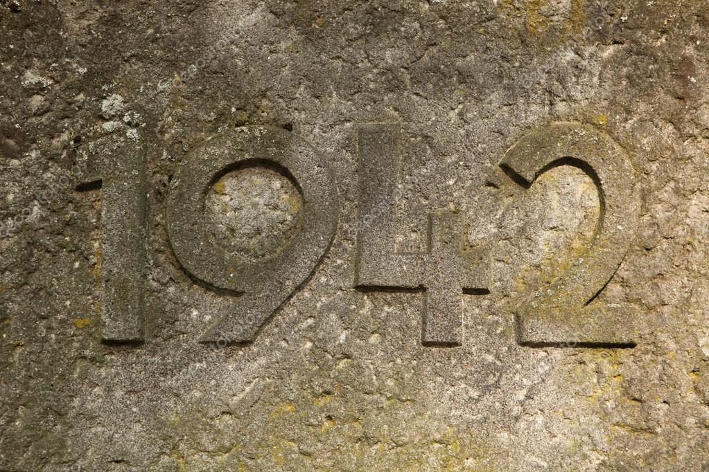 Year 1942 carved in the stone. — Stock Photo © wrangel #62684449