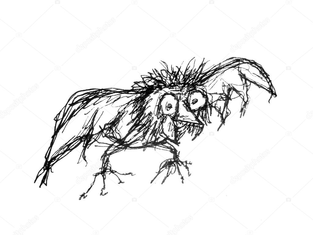 Crazy Bird Sketch Raster Illustration Stock Illustration by ...