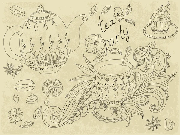 Tea party poster Vector Art Stock Images | Depositphotos