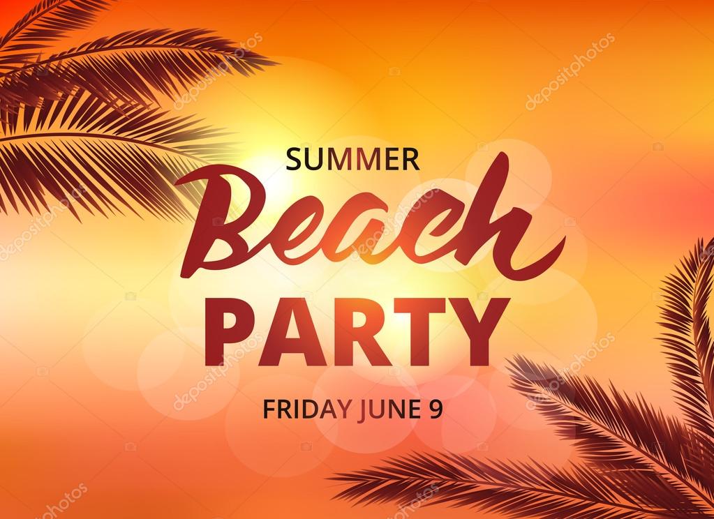 Beach Party Poster Template With Typographic Elements Stock Vector By