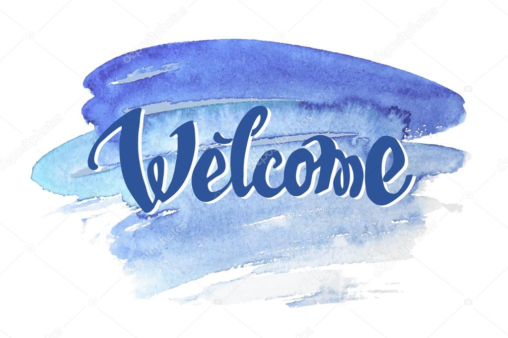 Welcome hand drawn lettering Stock Vector by ©Olga_Lebedeva 55578789