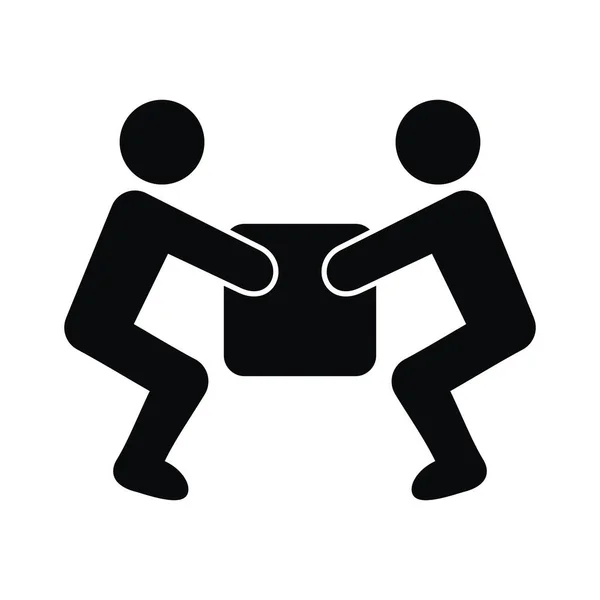 Warning Sign Handling Heavy Loads Vector Icon Black Silhouette Gray ...