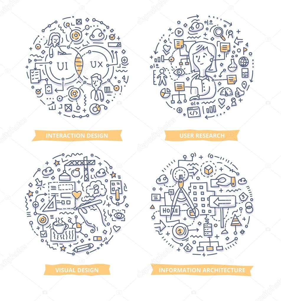 User Experience Doodle Illustrations — Stock Vector © koctia #121158308