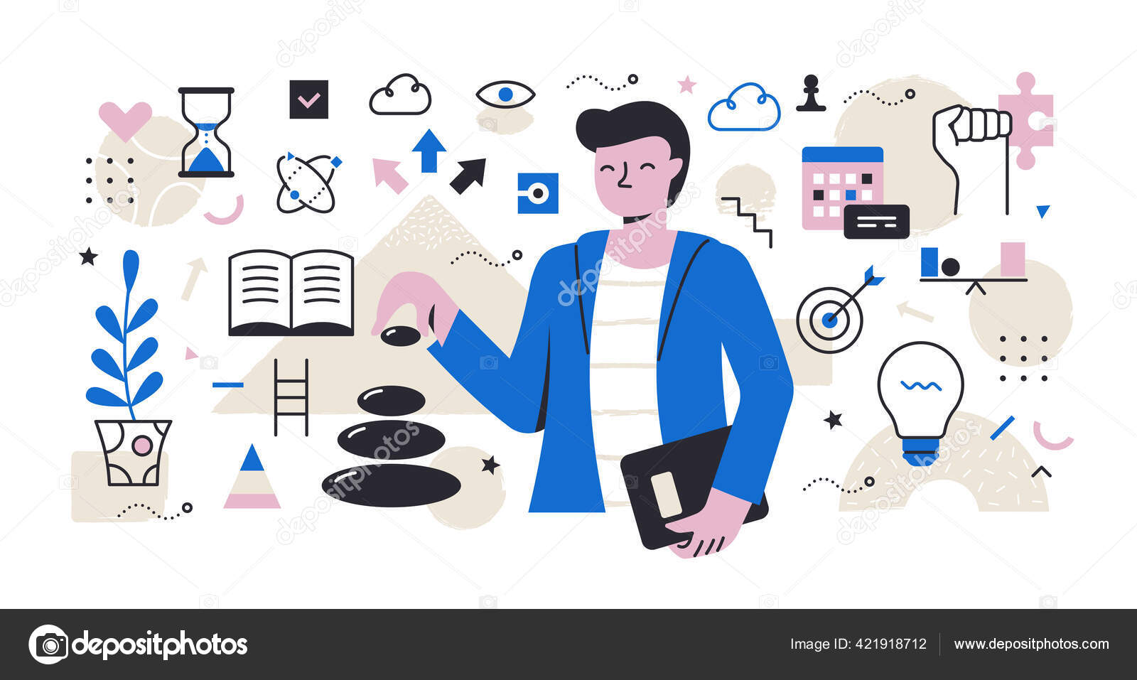 Self Development Person Improvement Process Man Takes Another Step ...