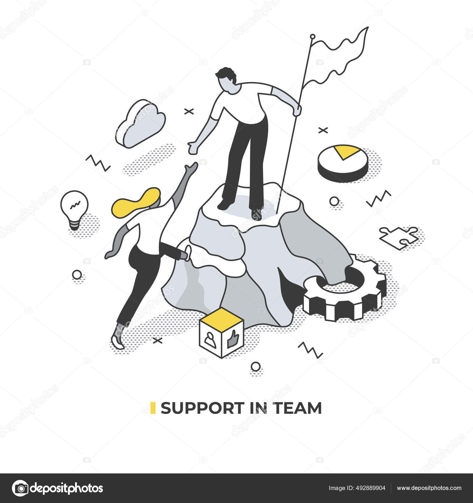 Teamwork Leadership Support Concept Team Member Gives Hand Help His ...