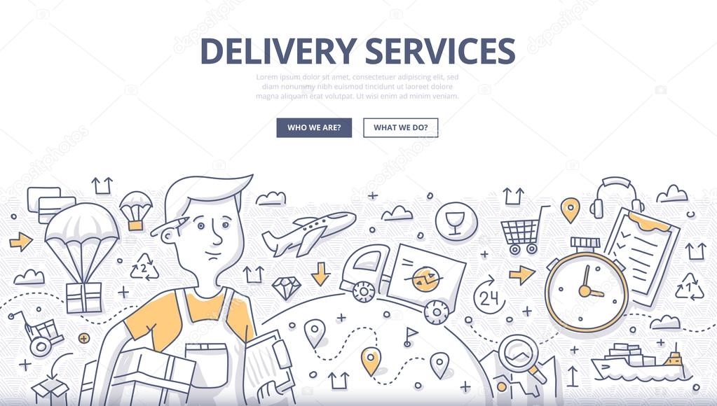 Delivery Doodle Concept Stock Vector by ©koctia 92245286