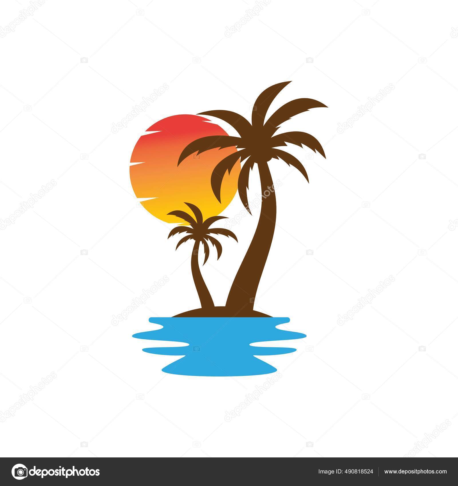 Palmera Verano Logo Plantilla Vector Ilustración Vector de stock por ...