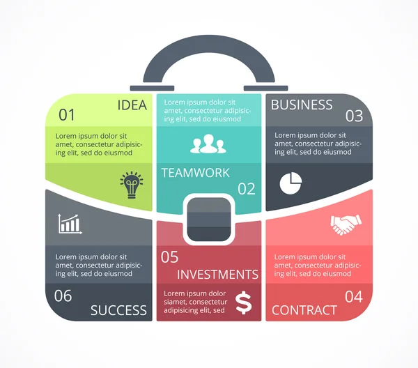 Vector briefcase infographic. Template for bag diagram, graph ...