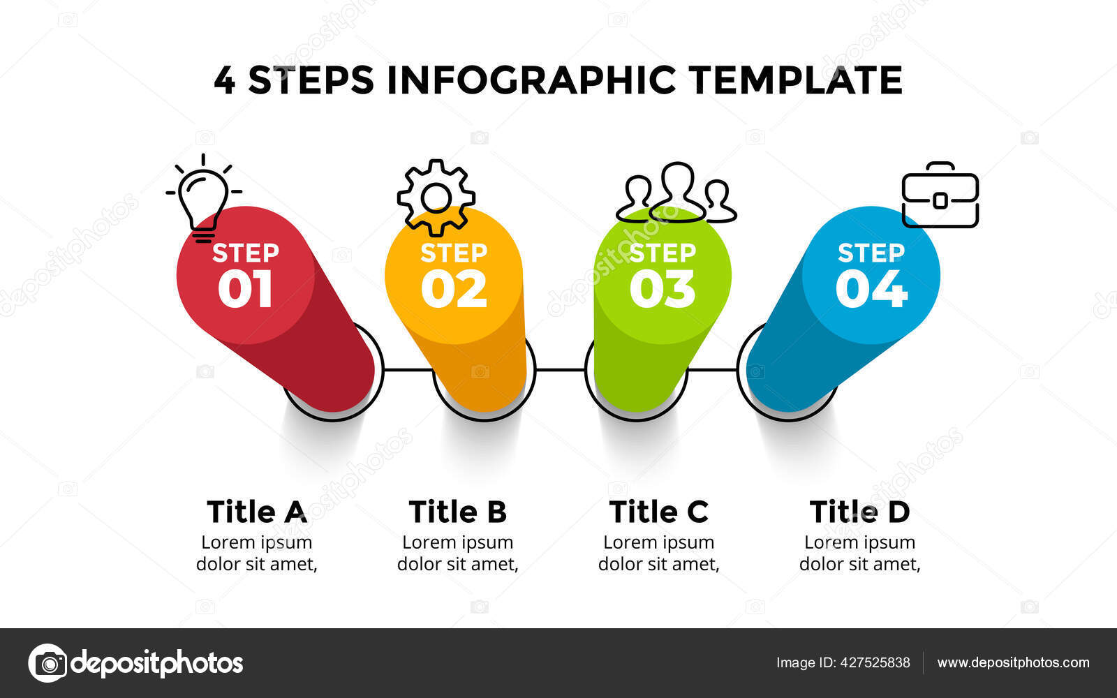 3D Vector Perspective Infographic. Presentation slide template. 4 step ...