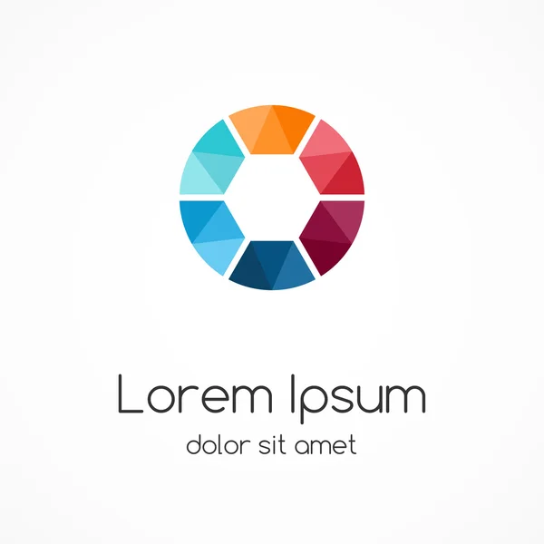 Logo puzzle template. Abstract circle creative sign, symbol with 6 ...