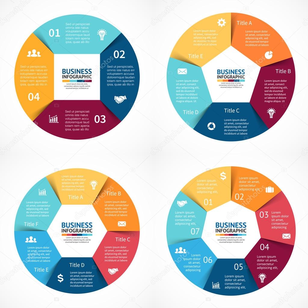 Vector circle infographics set. Template for cycle diagram, graph ...
