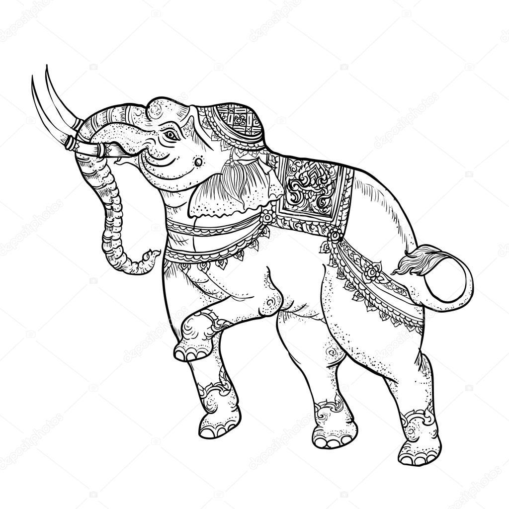 White elephant,traditional thai art Stock Vector by ©hadkhanong1979 ...